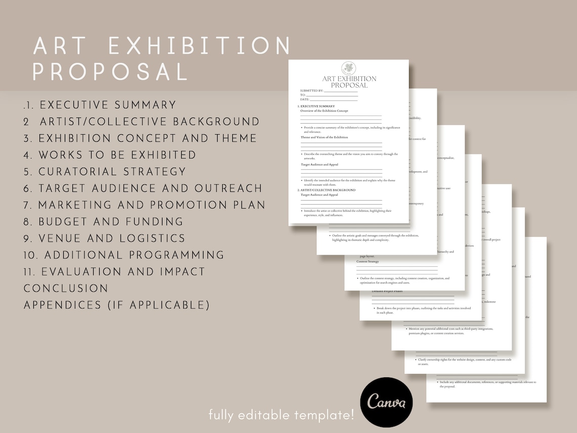 Art Exhibition Proposal, Art Exhibition Form Template, Pdf, Canva - Etsy