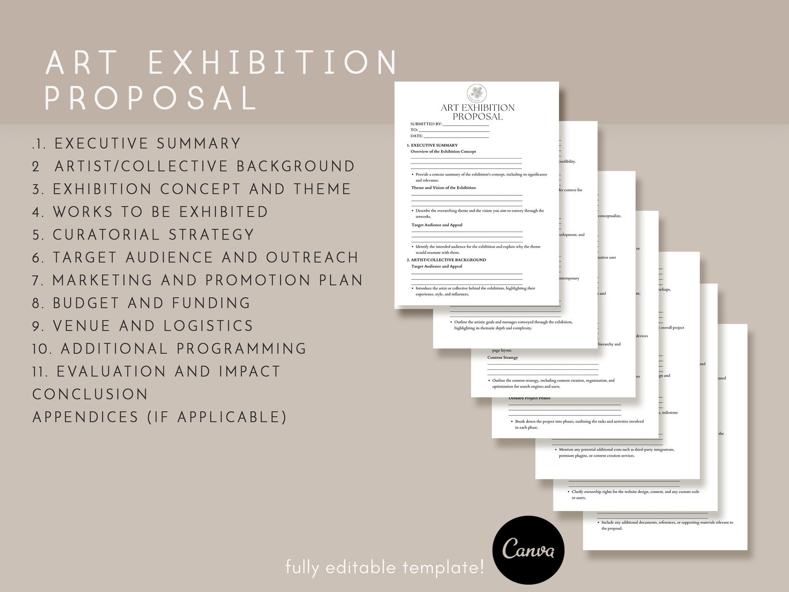 Art Exhibition Proposal, Art Exhibition Form Template, Pdf, Canva - Etsy