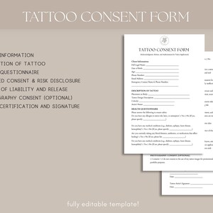 Tattoo Consent Form Template, Tattoo Release and Waiver Form ,PDF ...