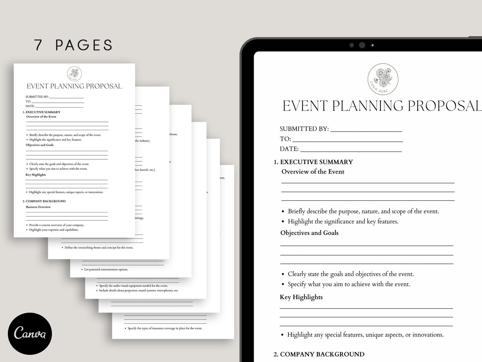 Event Planning Proposal Template, Event Planning Services Form, Event ...