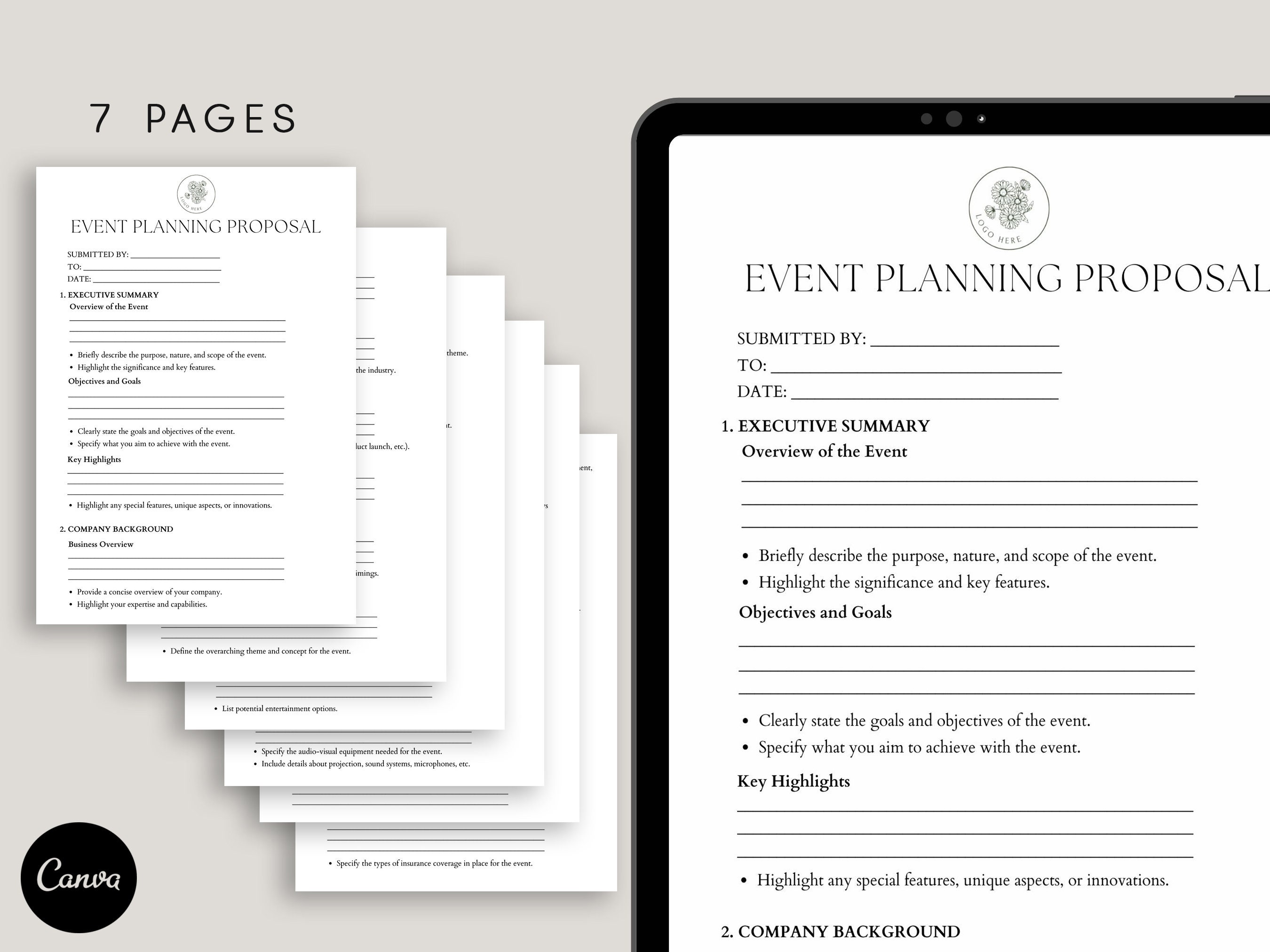 Event Planning Proposal Template, Event Planning Services Form, Event ...