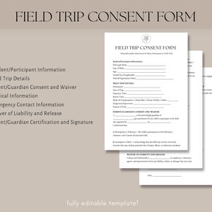 Field Trip Consent Form Template, PDF, Canva - Etsy