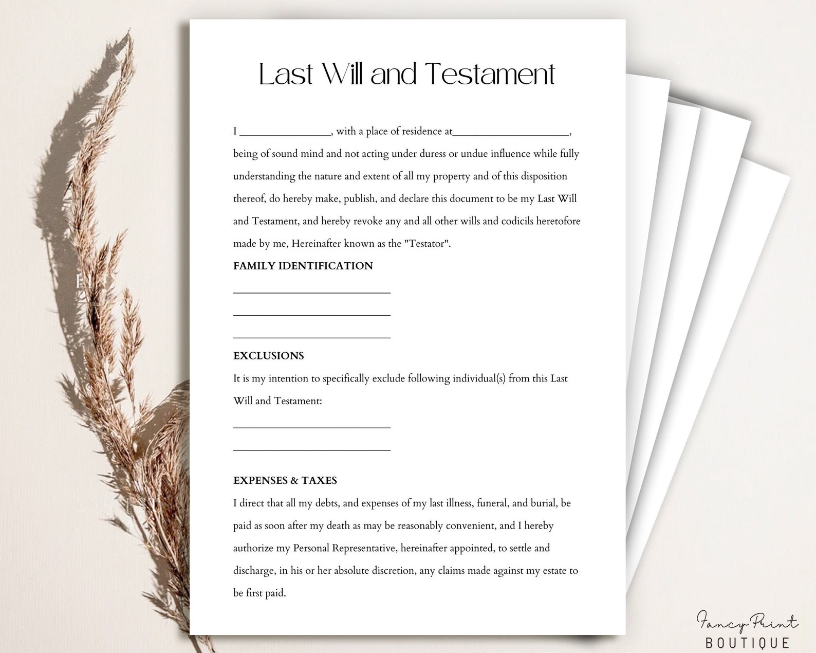 Editable Last Will and Testament Form, Last Will and Testament Template ...