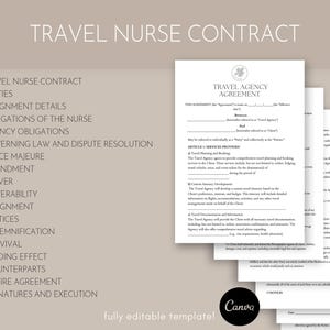 Editable Travel Nurse Contract Template, Travel Nursing Contract ...