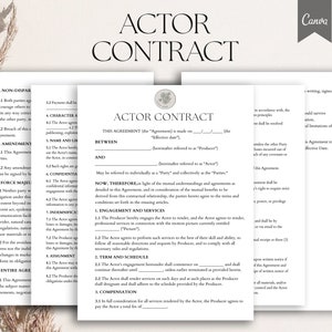 Actor Contract Template, Actor Agreement Form, Performance Contract ...