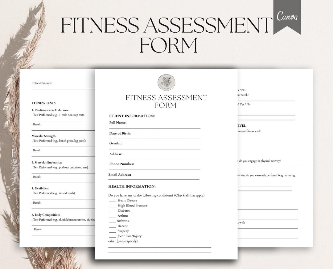 Fitness Assessment Form Template, Pdf, Canva - Etsy
