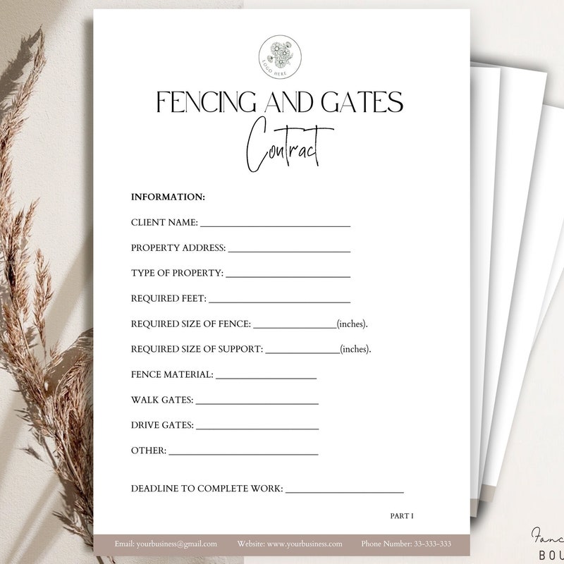 Fencing Contract Template - Etsy