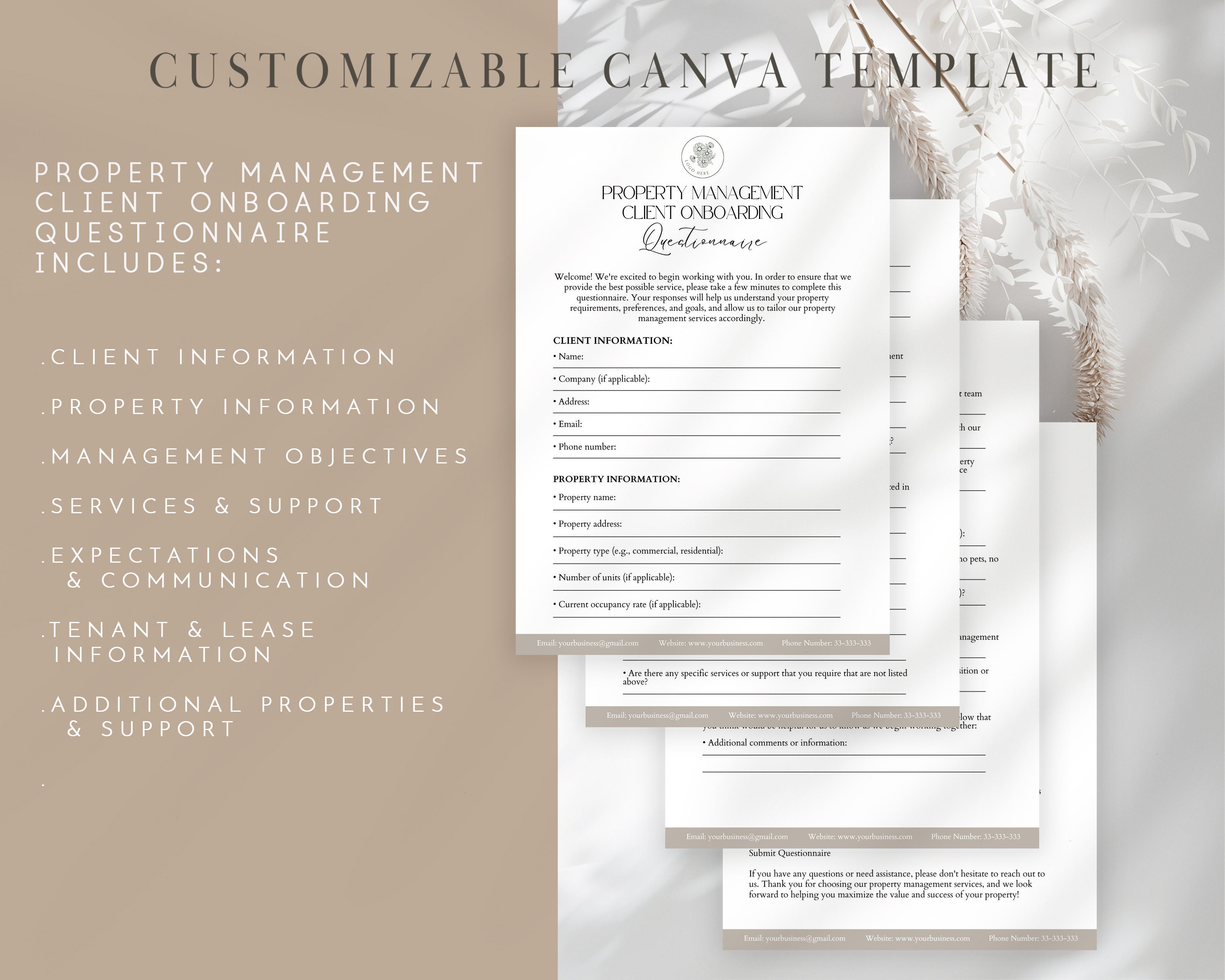 Editable Property Management Client Onboarding Questionnaire Form ...