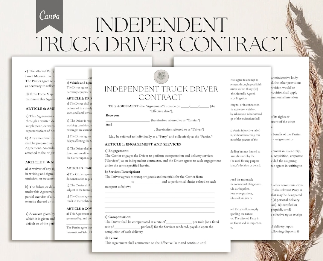 Independent Truck Driver Contract, Owner-operator Trucking Contract ...