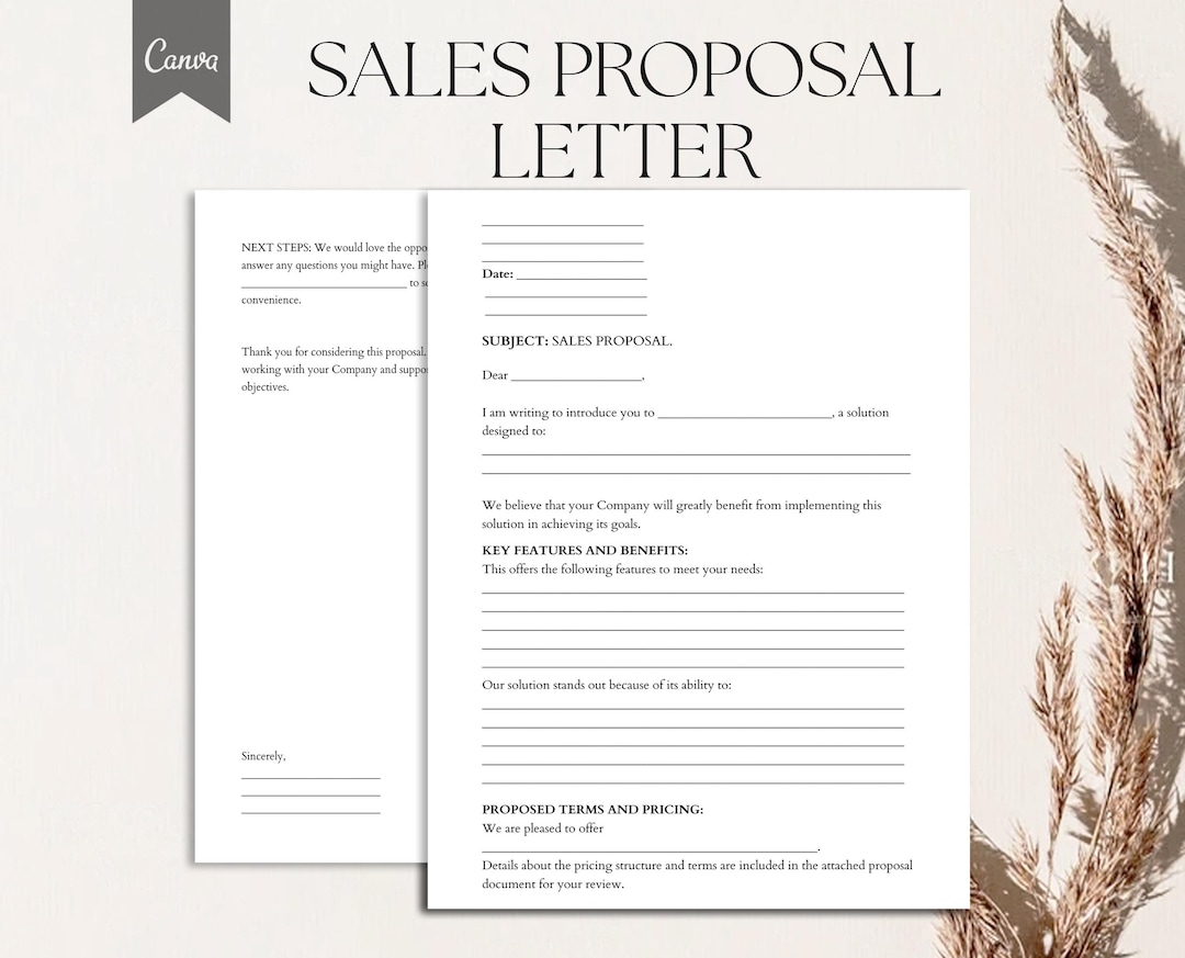 Sales Proposal Letter Template, PDF, Canva - Etsy