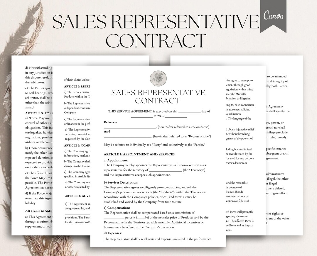 Sales Representative Contract, Sales Agent Agreement, Independent Sales ...