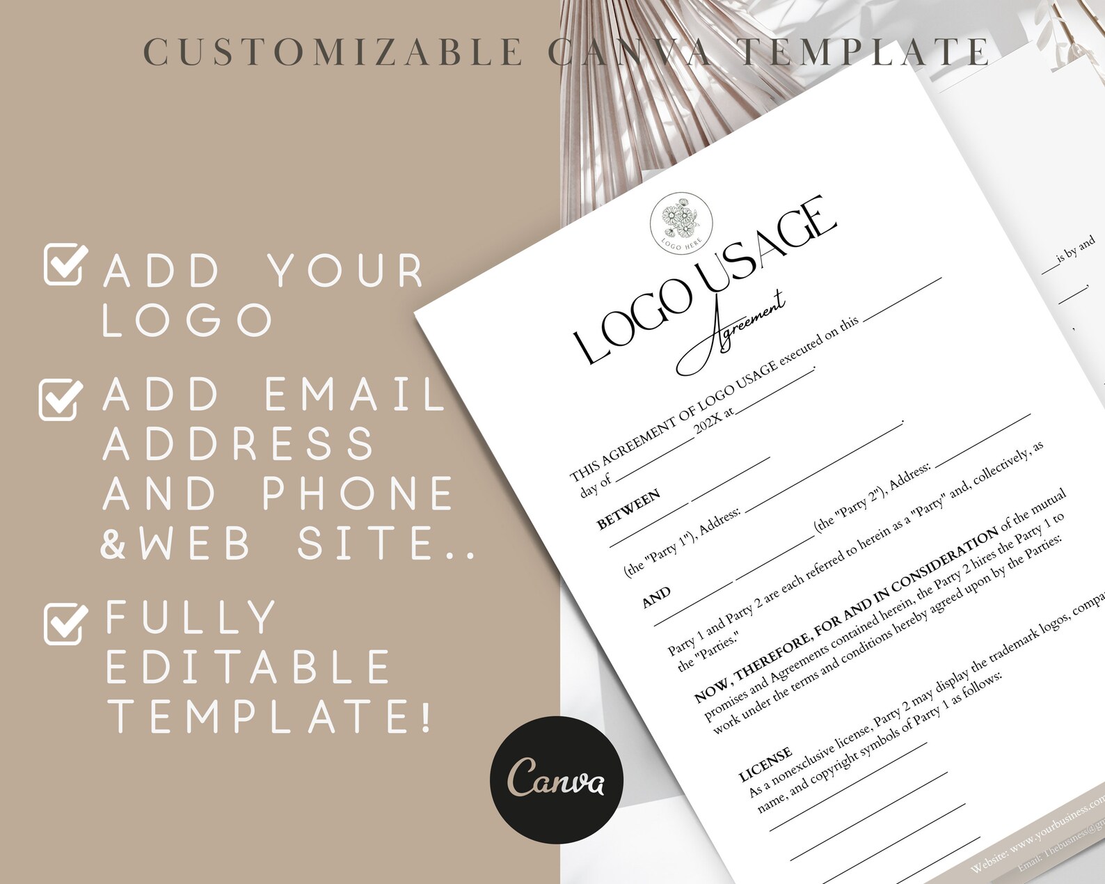 Logo Design Contract Template, Agreement for Use of Logoname,graphic ...