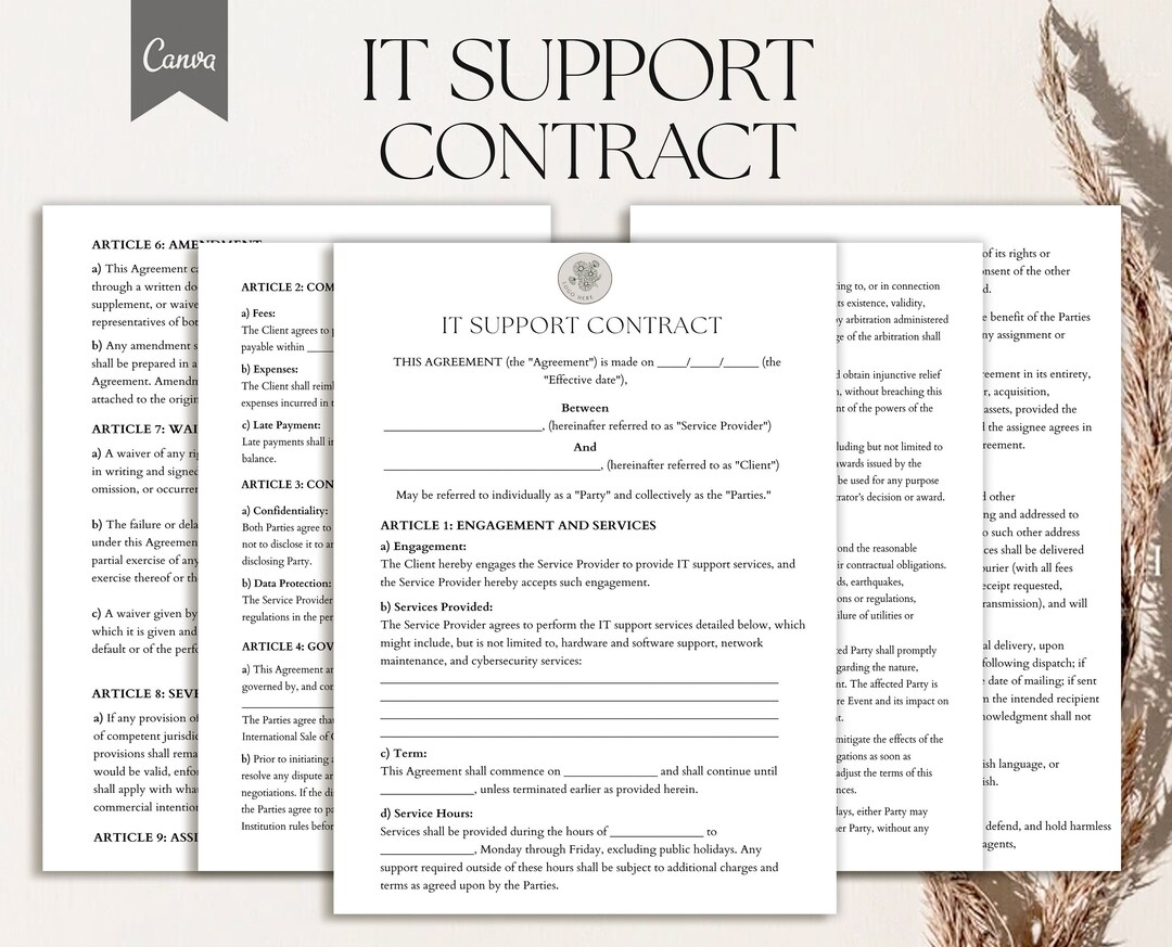 IT Support Contract, IT Service Agreement, IT Support Services ...