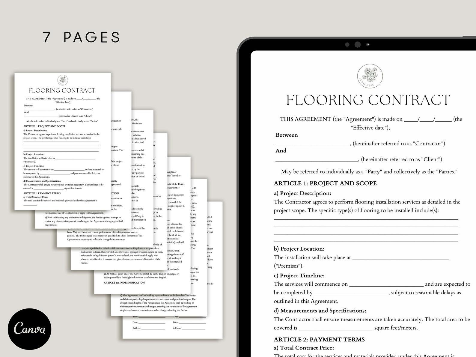 Flooring Contract Template, Flooring Installation Agreement, Flooring ...