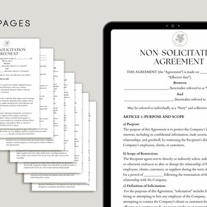 Non-solicitation Agreement Template, Pdf, Canva - Etsy