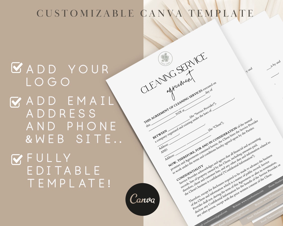 Editable Cleaning Services Agreement, Cleaning Business Contract ...