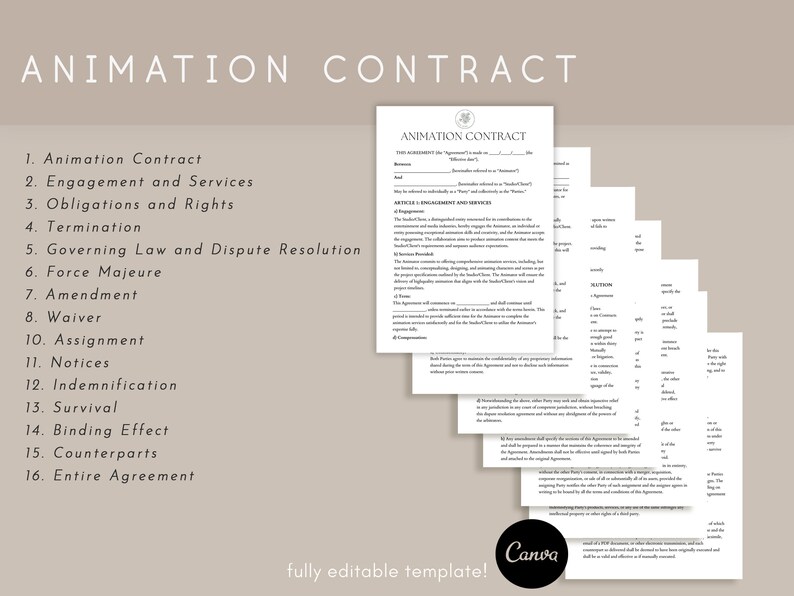 Animation Services Agreement, Animated Video Contract, Animation Studio ...