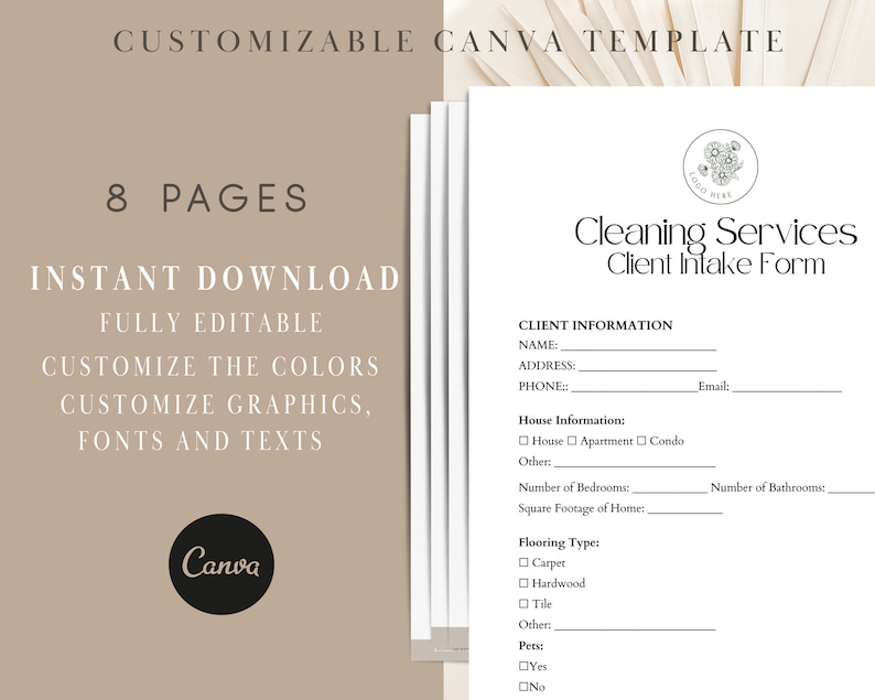 Cleaning Services Client Intake Form, Editable Cleaning Services Forms ...