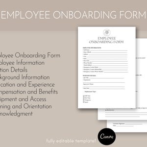 Employee Onboarding Form Template, Pdf, Canva - Etsy