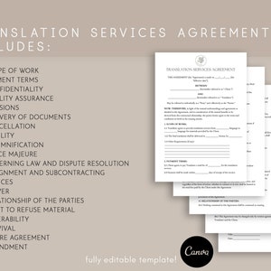 Editable Translation Services Agreement, Translator Contract ...