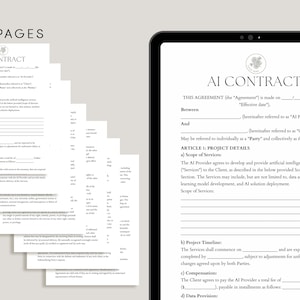 AI Contract Editable Template, AI Services Agreement Form, AI ...
