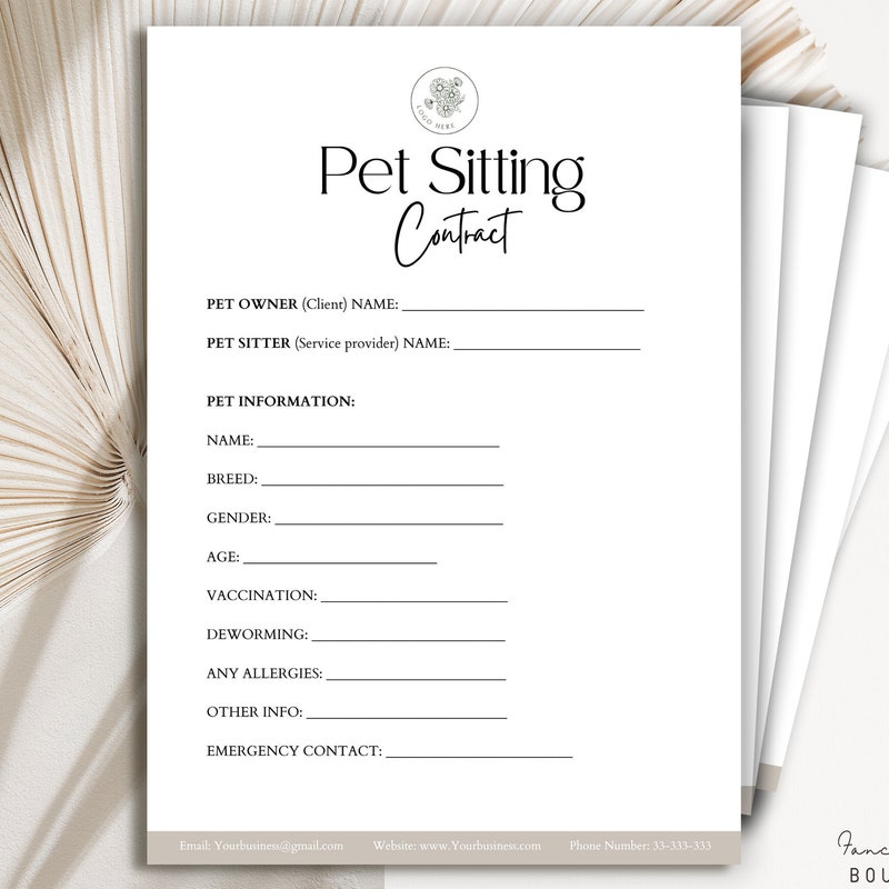 Pet Sitting Forms - Etsy