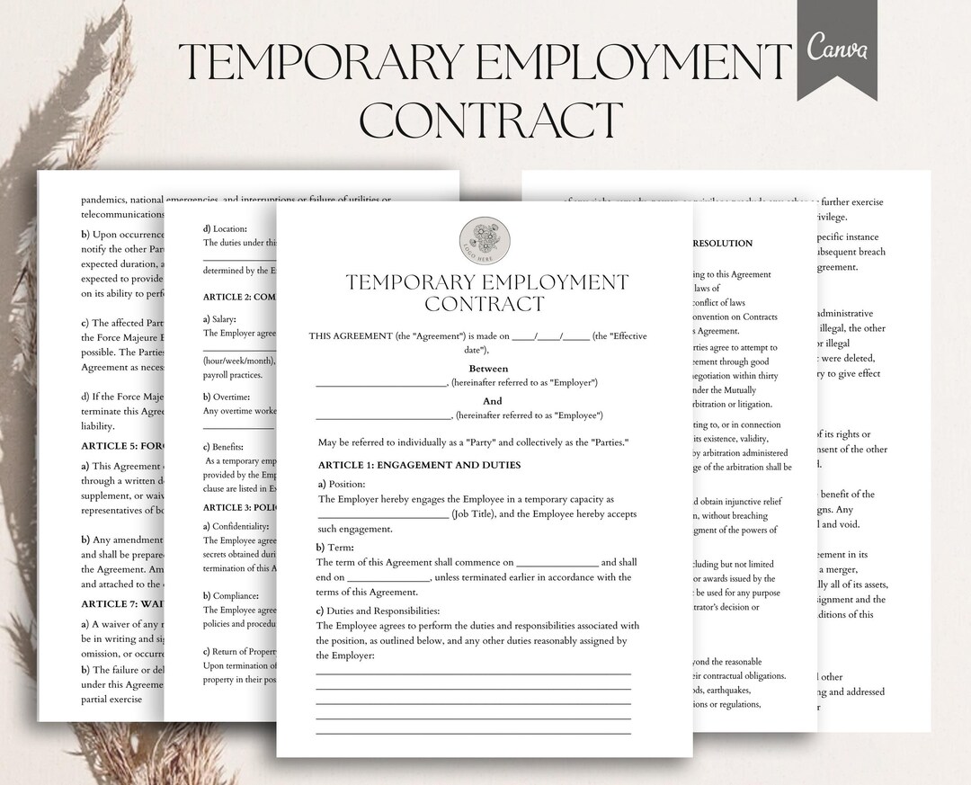 Temporary Employment Contract, Fixed Term Employment Agreement Pdf ...