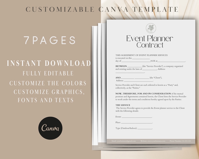 Editable Event Planner Contract Template, Event Planning Agreement ...