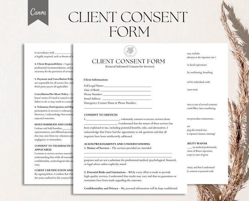 Client Consent Form Template, PDF, Canva - Etsy