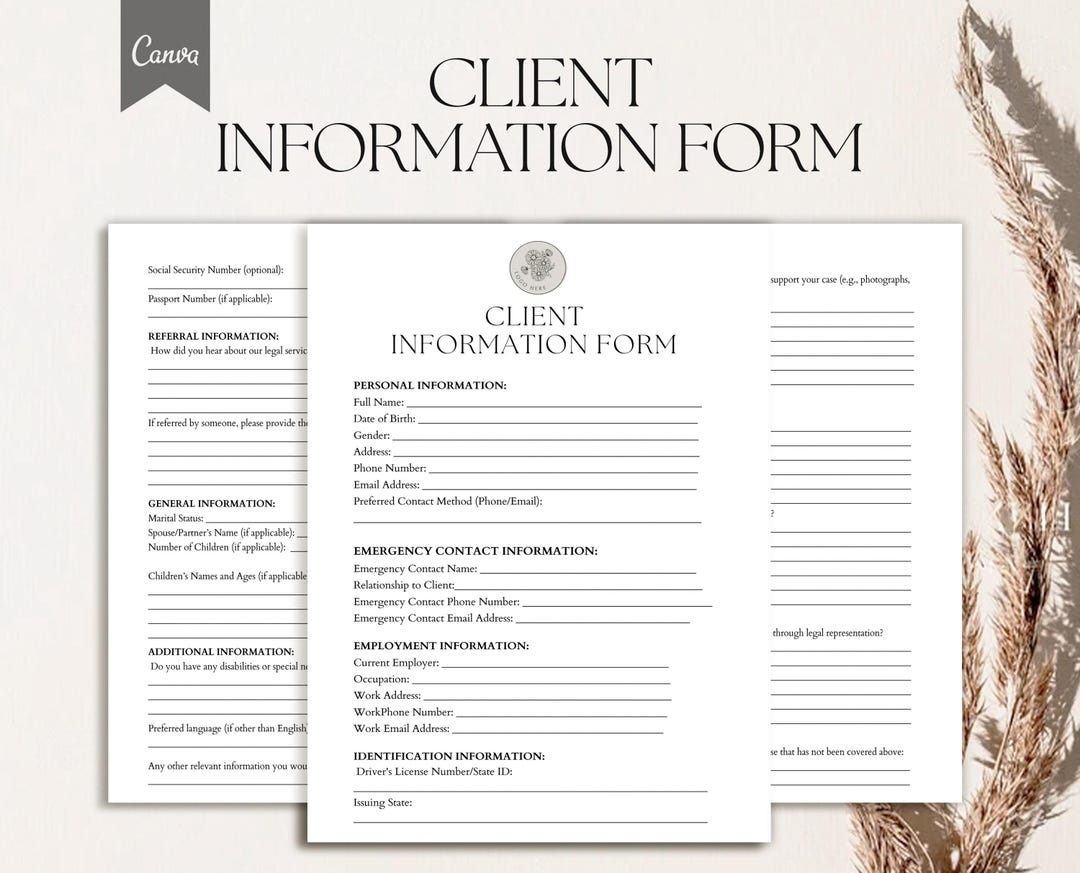 Client Information Form Template,new Client Registration Form Pdf ...