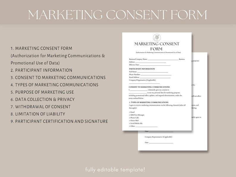 Marketing Consent Form Template, Marketing Authorization Form, PDF ...