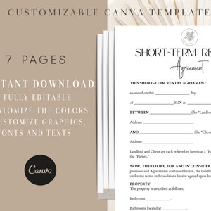Editable Short Term Rental Agreement Template, Short Term Lease ...