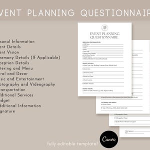 Event Planning Questionnaire Form Template, Event Planning Intake Form ...
