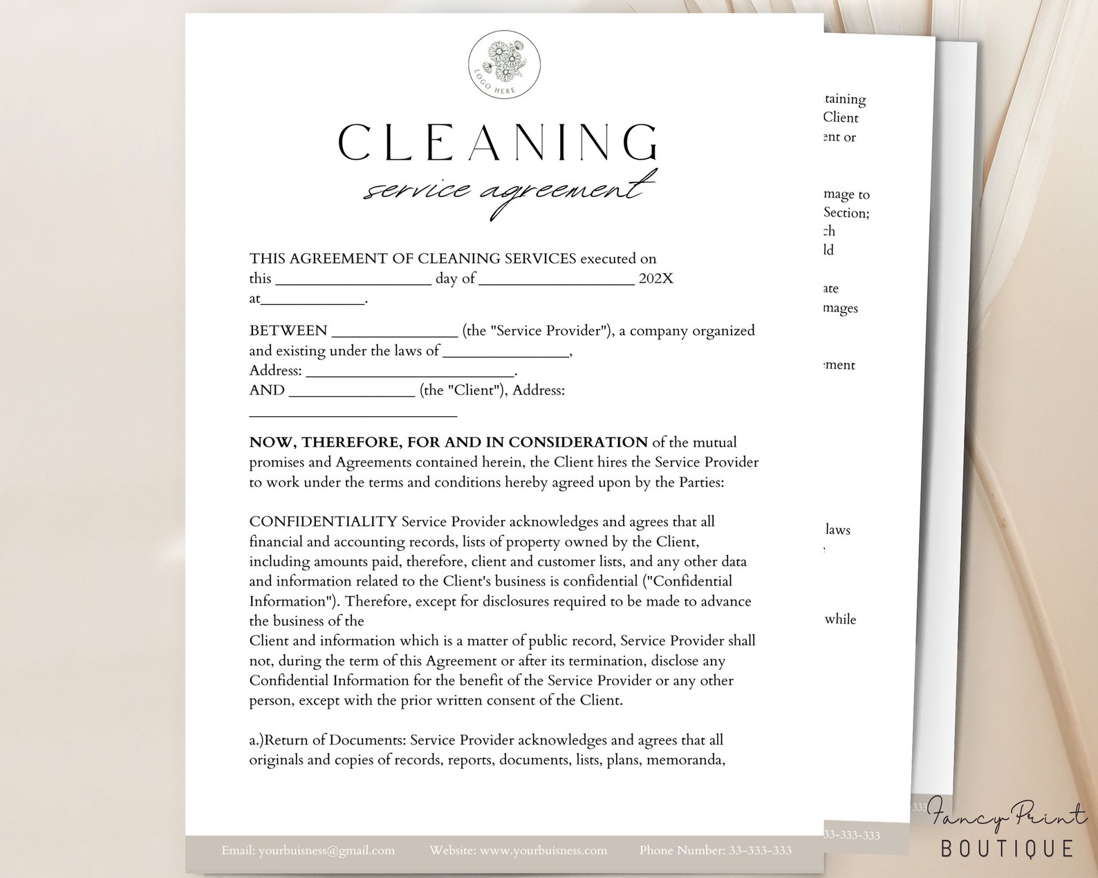 Editable Cleaning Services Agreement,cleaning Contract,cleaning ...