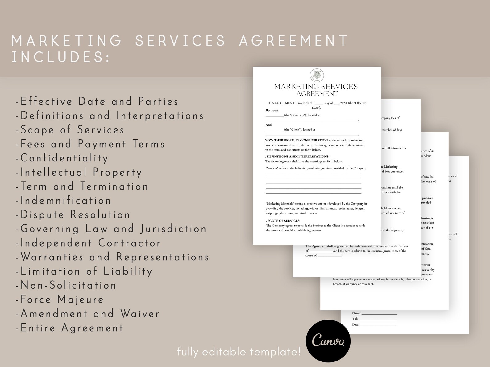 Editable Marketing Services Agreement, Marketing Services Contract ...