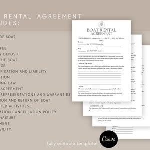 Editable Boat Rental Agreement Template, Boat Rental Contract, Boat ...