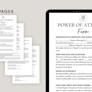 Power of Attorney POA Form, Editable General Power of Attorney ...