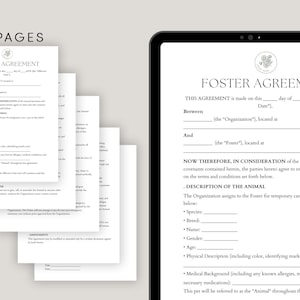 Editable Foster Agreement Template, Pet Foster Contract, Animal ...