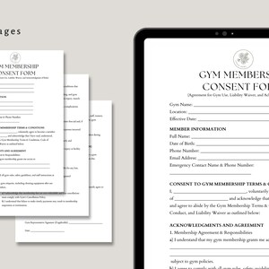 Gym Membership Consent Form Template, Gym Liability Waiver Form, PDF ...