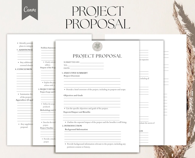 Project Proposal Template, Form Pdf, Canva - Etsy