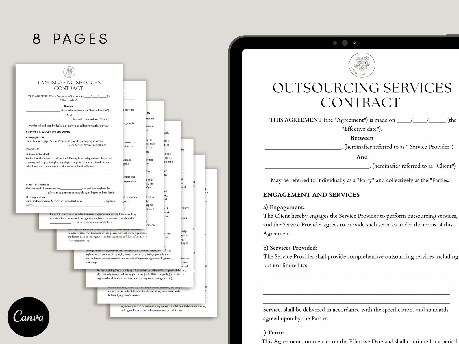 Outsourcing Services Contract Template, Outsourcing Agreement, PDF ...