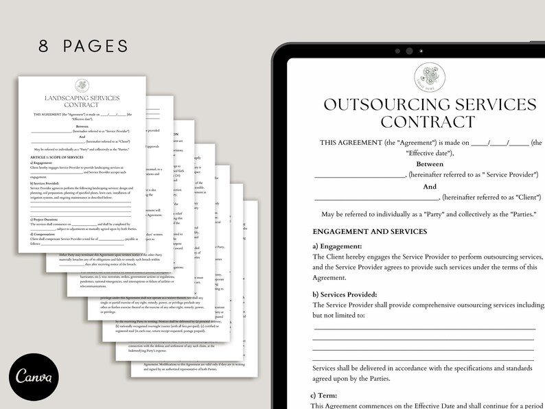 Outsourcing Services Contract Template, Outsourcing Agreement, PDF ...