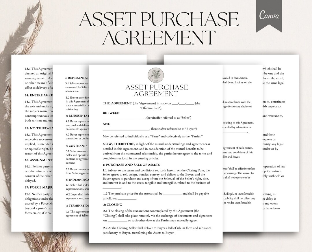 Asset Purchase Agreement, Asset Purchase Agreement, Business Purchase ...
