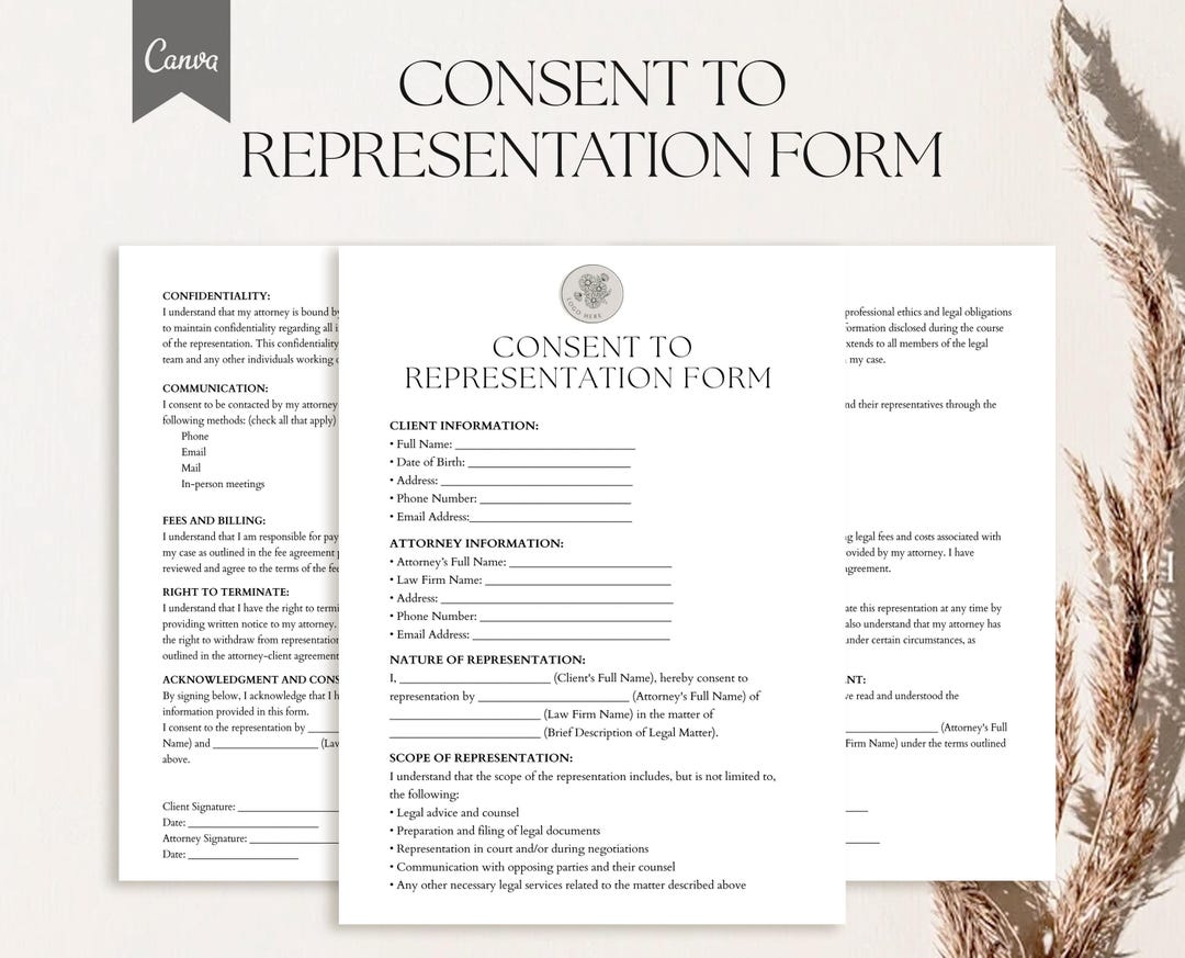 Consent to Representation Form Template, PDF, Canva - Etsy