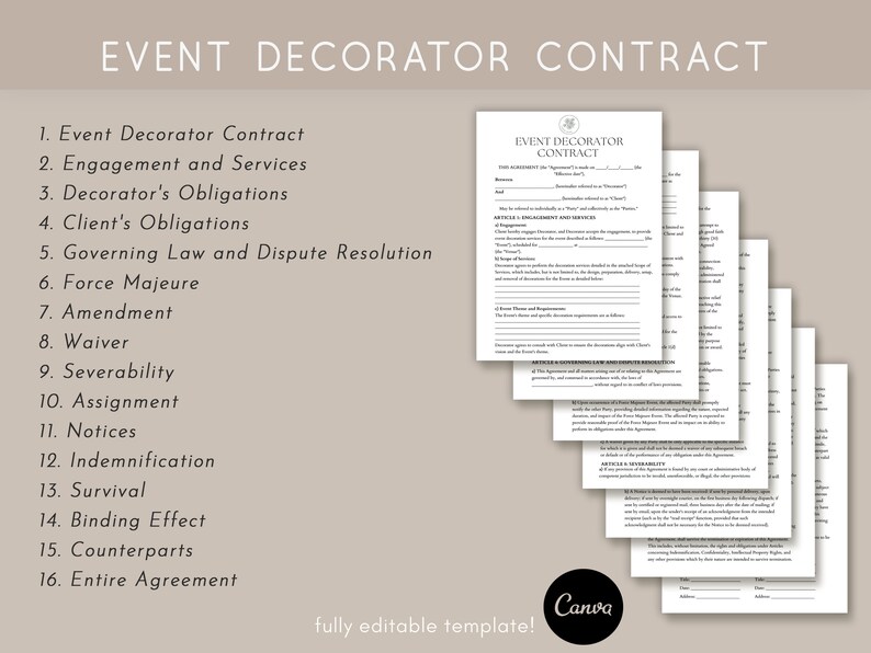 Event Decorator Contract Template, Event Decorator Service Agreement ...