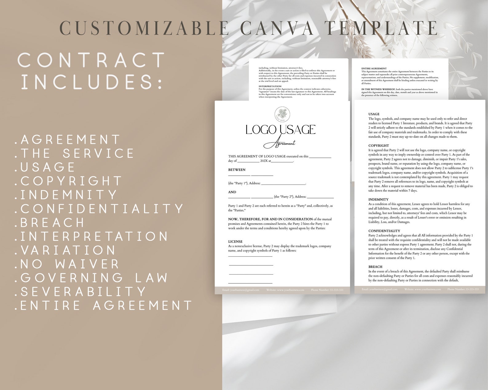 Logo Design Contract Template, Agreement for Use of Logoname,graphic ...