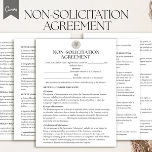 Non-solicitation Agreement Template, Pdf, Canva - Etsy