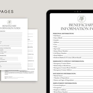 Beneficiary Information Form Template, Pdf, Canva - Etsy