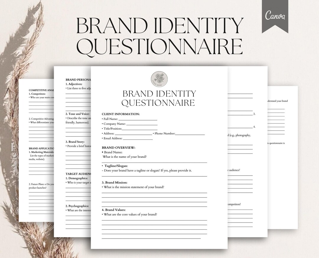 Brand Identity Questionnaire Form, Brand Strategy Questionnaire, Pdf ...