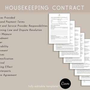 Housekeeping Contract Template, Housekeeping Services Agreement, Maid ...